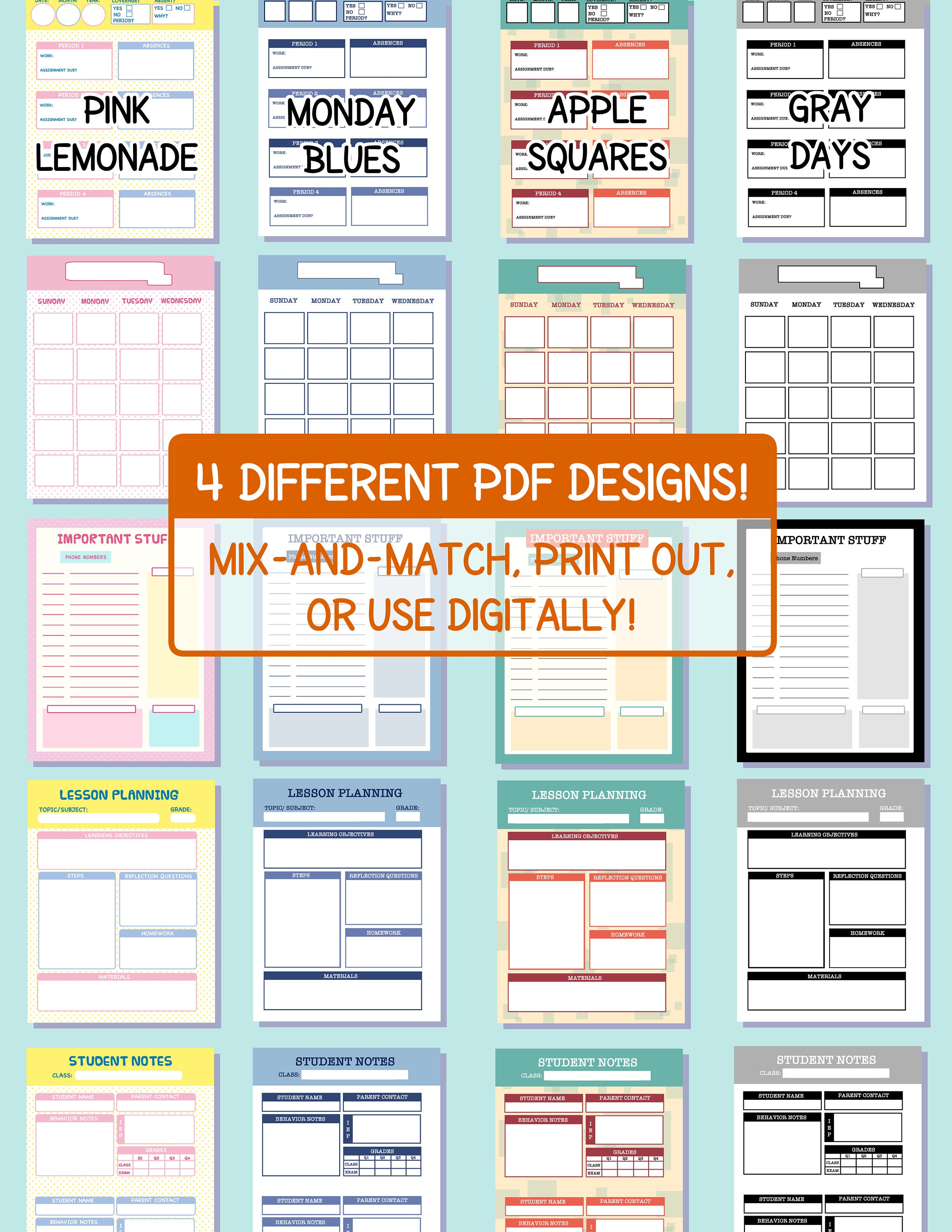 Digital Teacher Planner - Printable, Fill-in, Notebook, Teaching ...