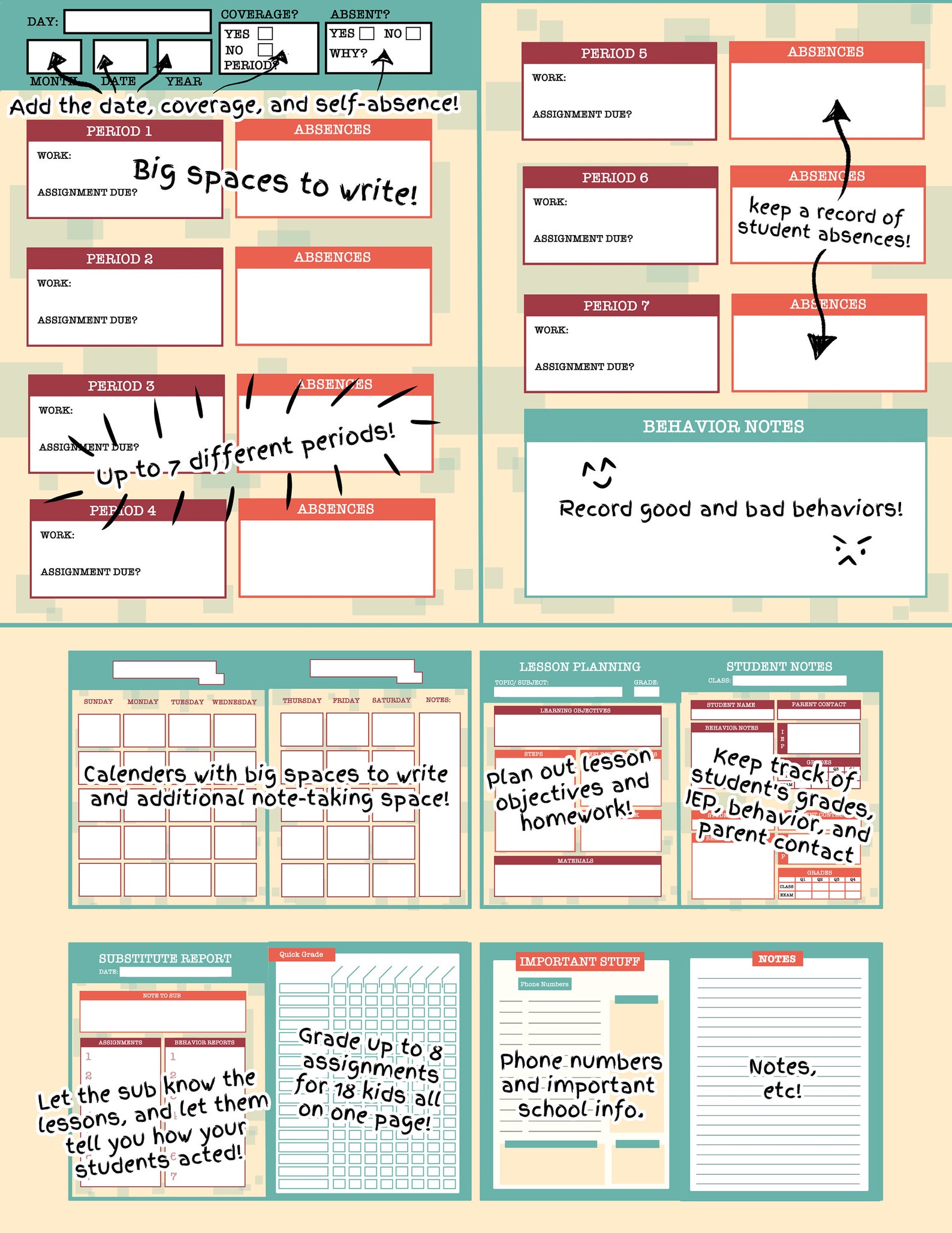 Digital Teacher Planner - Printable, Fill-in, Notebook, Teaching ...