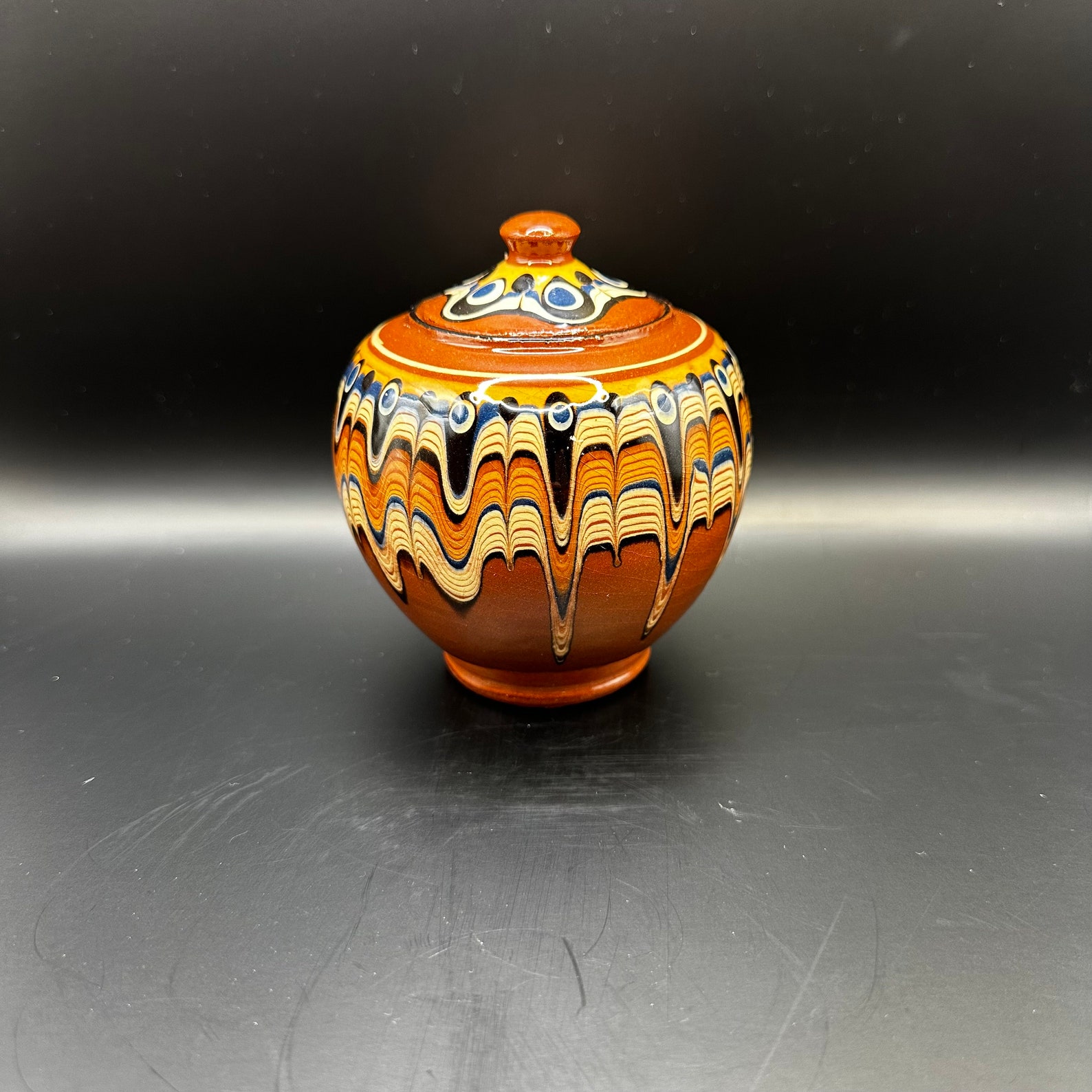 Vintage Bulgarian Troyan Redware Teapot Sugar Creamer - Peacock Pattern ...