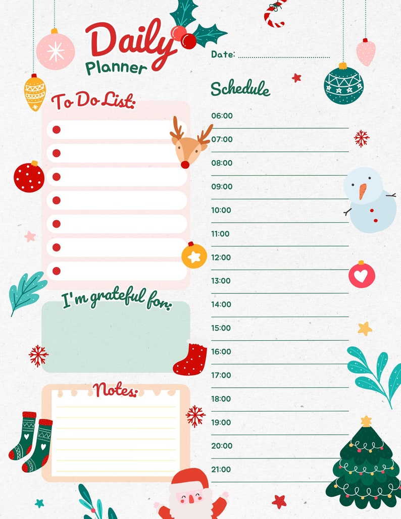 Christmas Daily Planner, Printable Holiday Planner, Downloadable ...