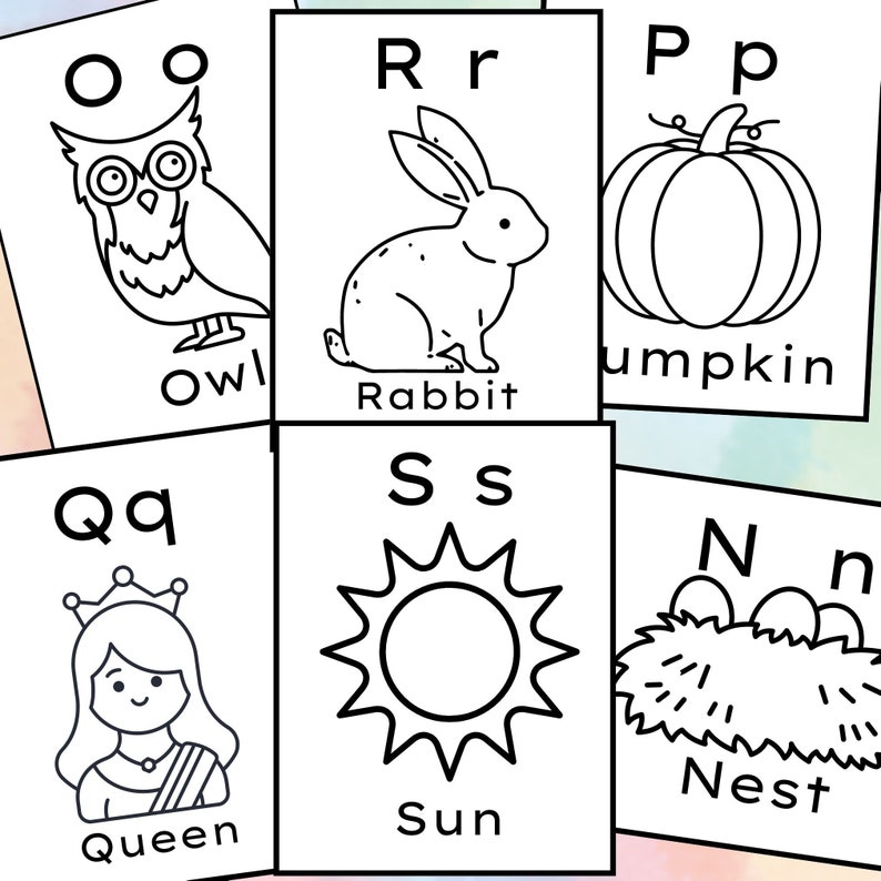 Alphabet Coloring Pages, Letter Flash Cards, Letter Memory Game, Black ...