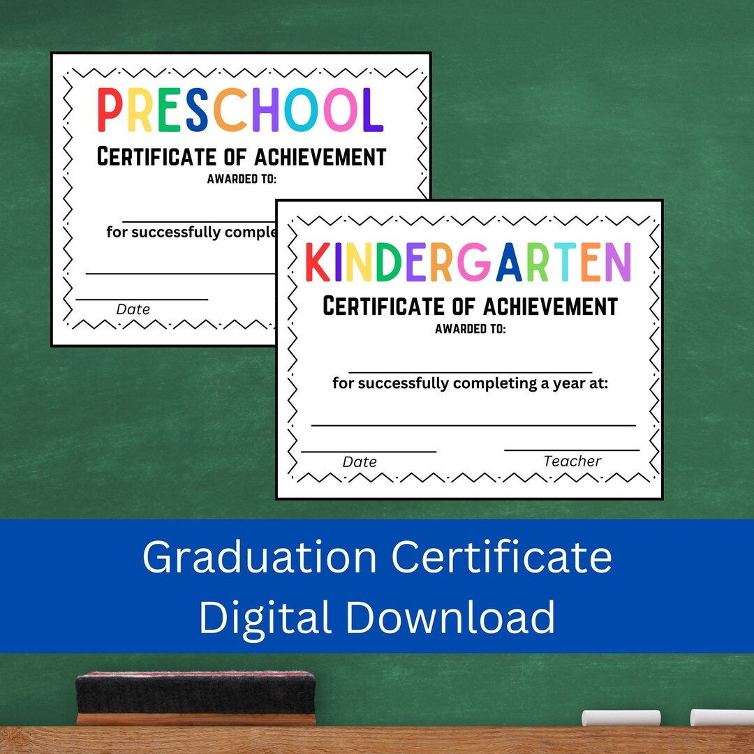Preschool Kindergarten Graduation Certificate, End of Year Award ...