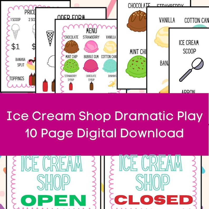 Ice Cream Shop Dramatic Play Digital Download, Preschool Center ...