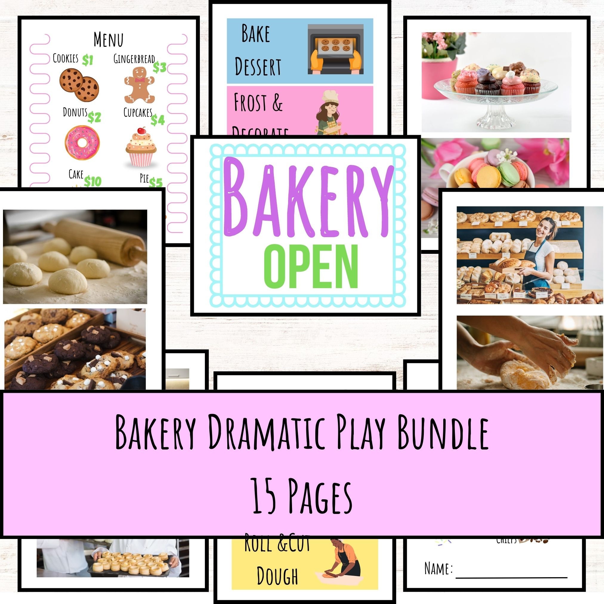 Bakery Dramatic Play 15 Page Instant Download, Baker Pretend Play, Bakery Center, Homeschool ...
