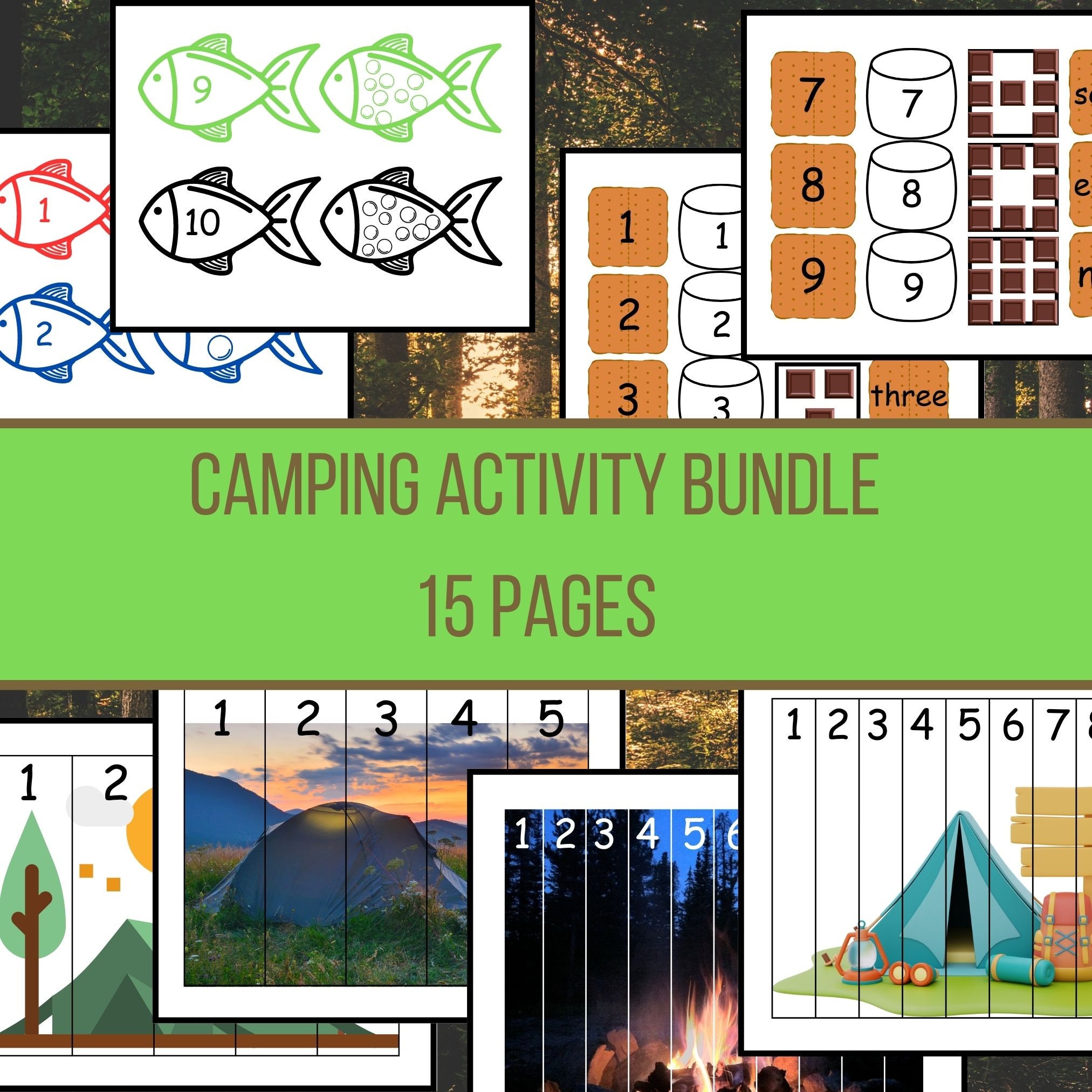 Camping Activity Bundle Download, Preschool Math Small Group Camping ...