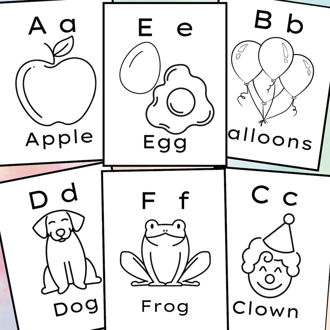Alphabet Coloring Pages, Letter Flash Cards, Letter Memory Game, Black ...