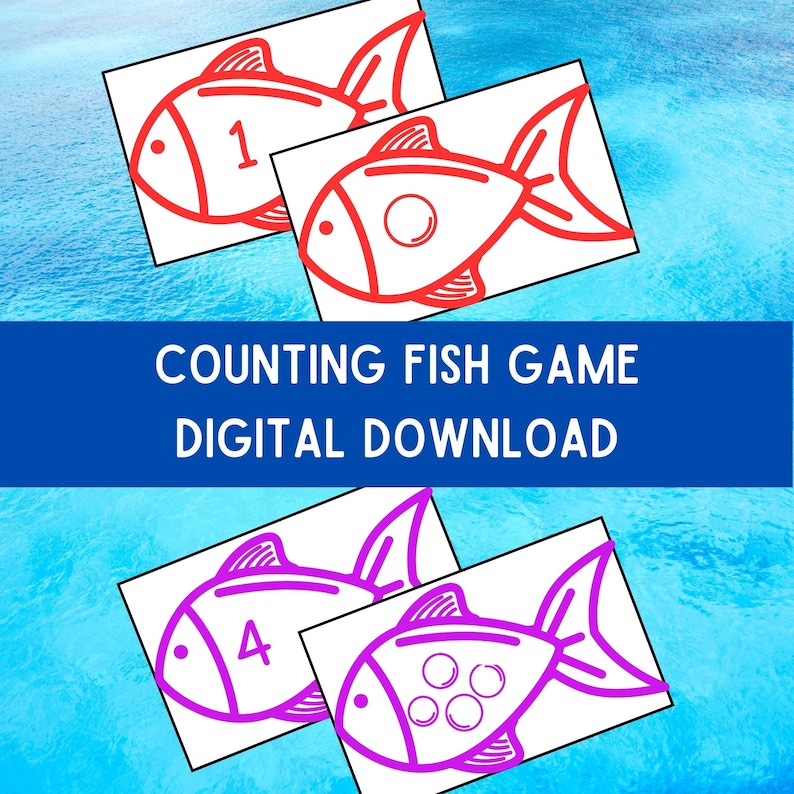 Counting Fish Digital Download Game, Fishing for Numbers, Preschool ...