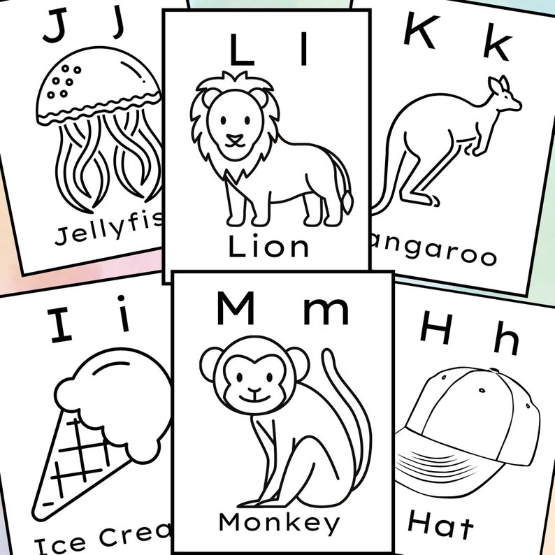 Alphabet Coloring Pages, Letter Flash Cards, Letter Memory Game, Black ...
