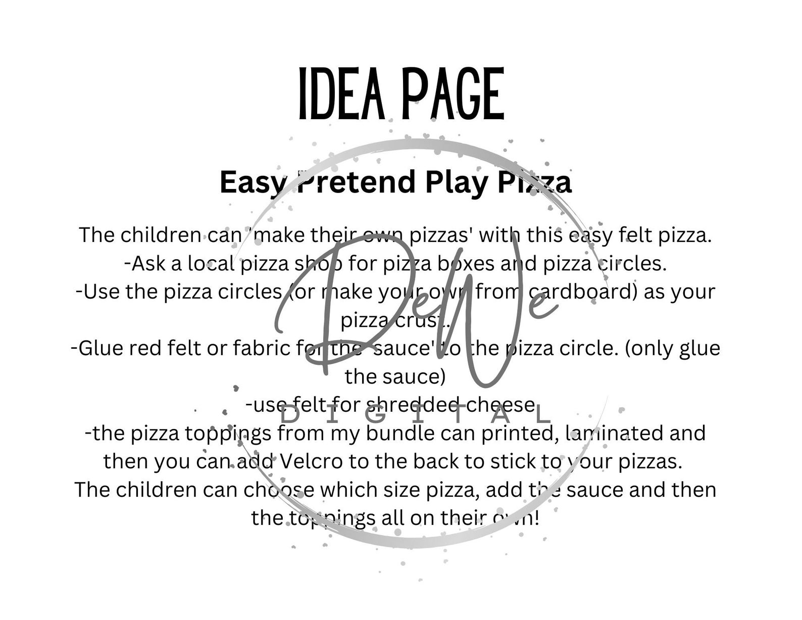 Pizza Restaurant Dramatic Play Digital Download, Preschool Pretend Play ...