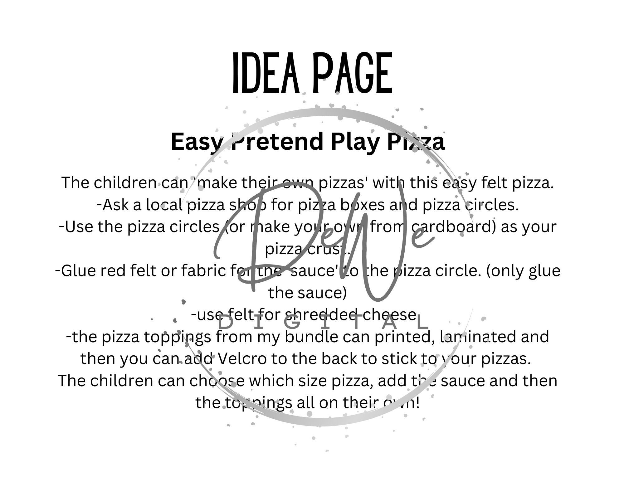 Pizza Restaurant Dramatic Play Digital Download, Preschool Pretend Play ...