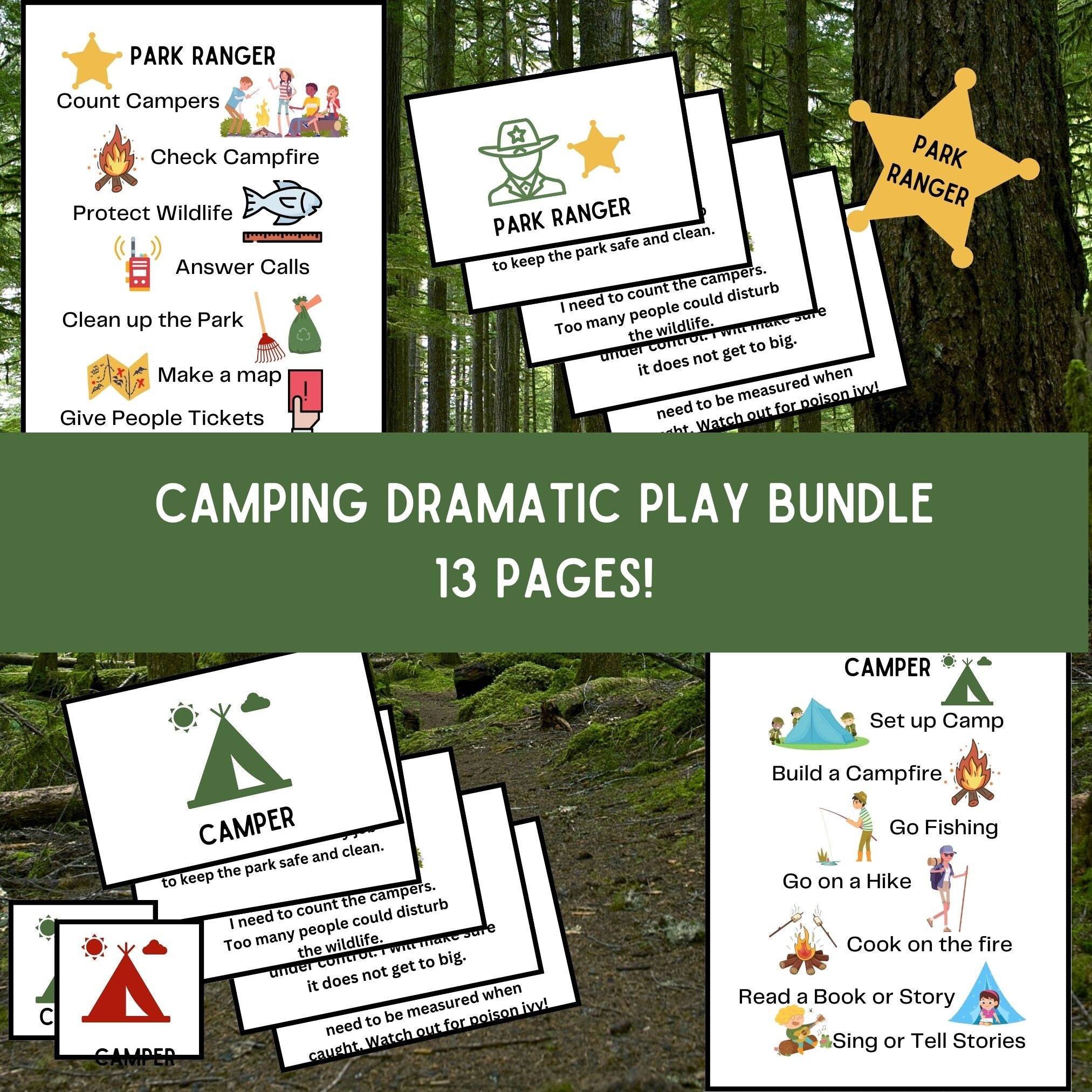 Camping Dramatic Play Bundle Digital Download, Play Planning Badges ...