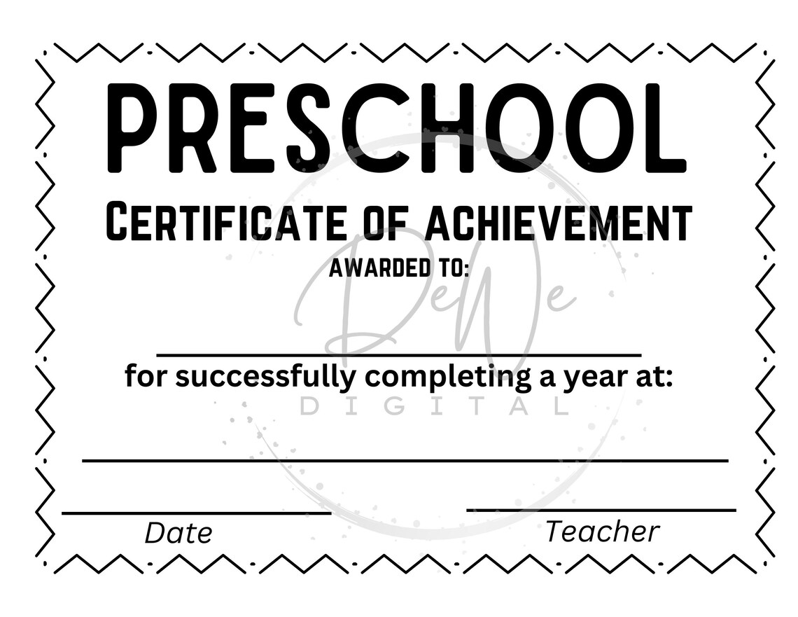 Preschool Kindergarten Graduation Certificate, End of Year Award ...