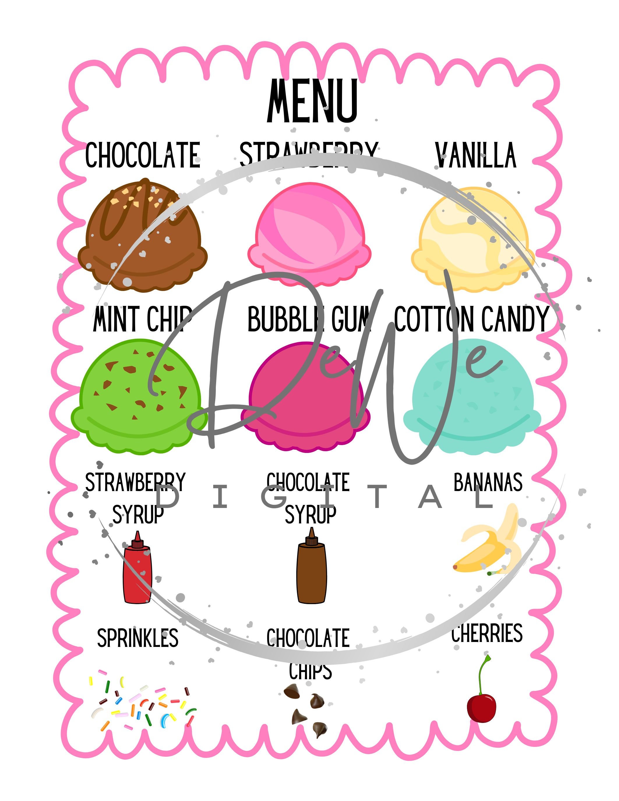 Ice Cream Shop Dramatic Play Digital Download, Preschool Center ...