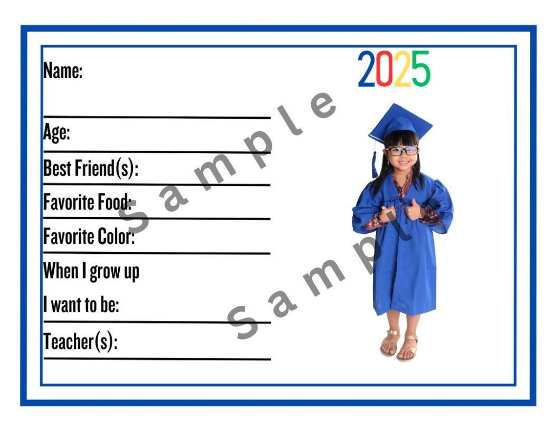 End of Year Keepsake Printout, Preschool/kindergarten/1st Grade ...
