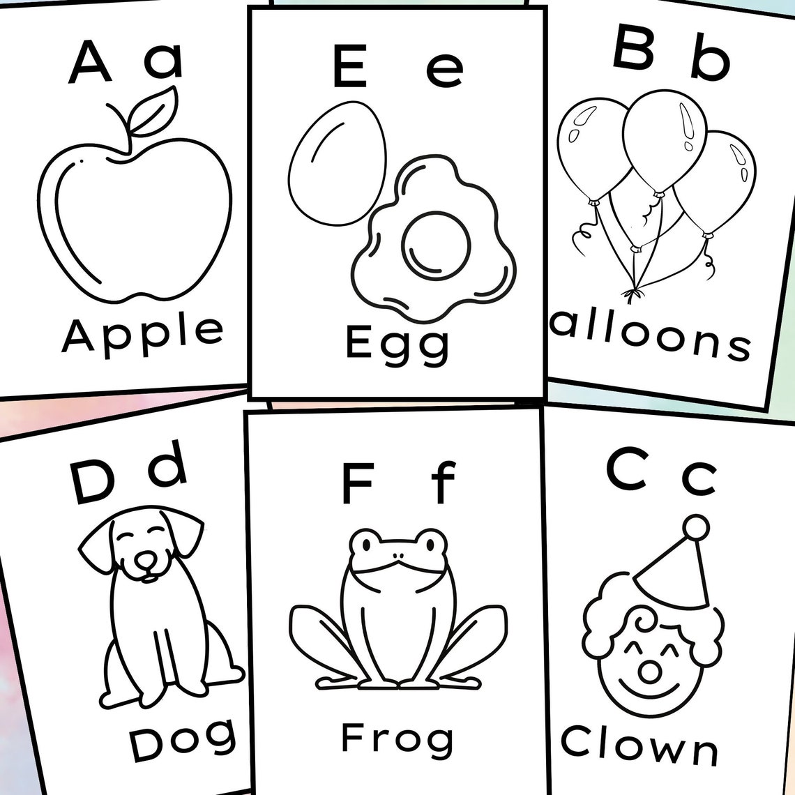 Half Page Alphabet Coloring Pages 4x6 ABC Book, Preschool Kindergarten ...