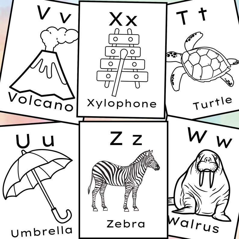 Alphabet Coloring Pages, Letter Flash Cards, Letter Memory Game, Black ...