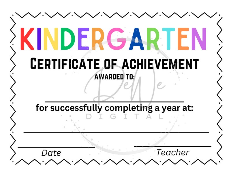 Preschool Kindergarten Graduation Certificate, End of Year Award ...