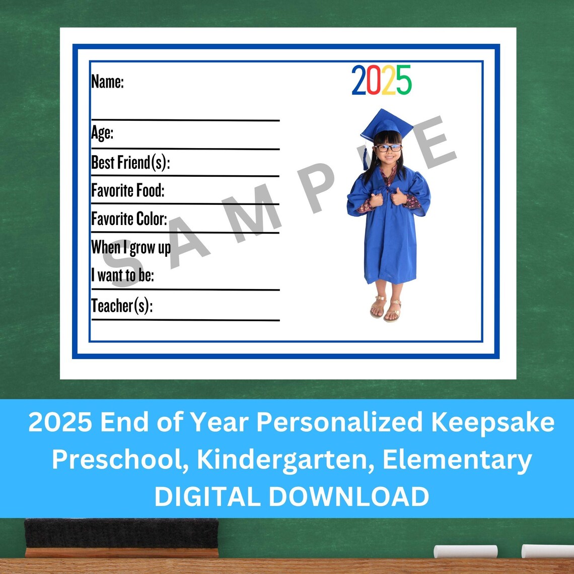 End of Year Keepsake Printout, Preschool/kindergarten/1st Grade ...