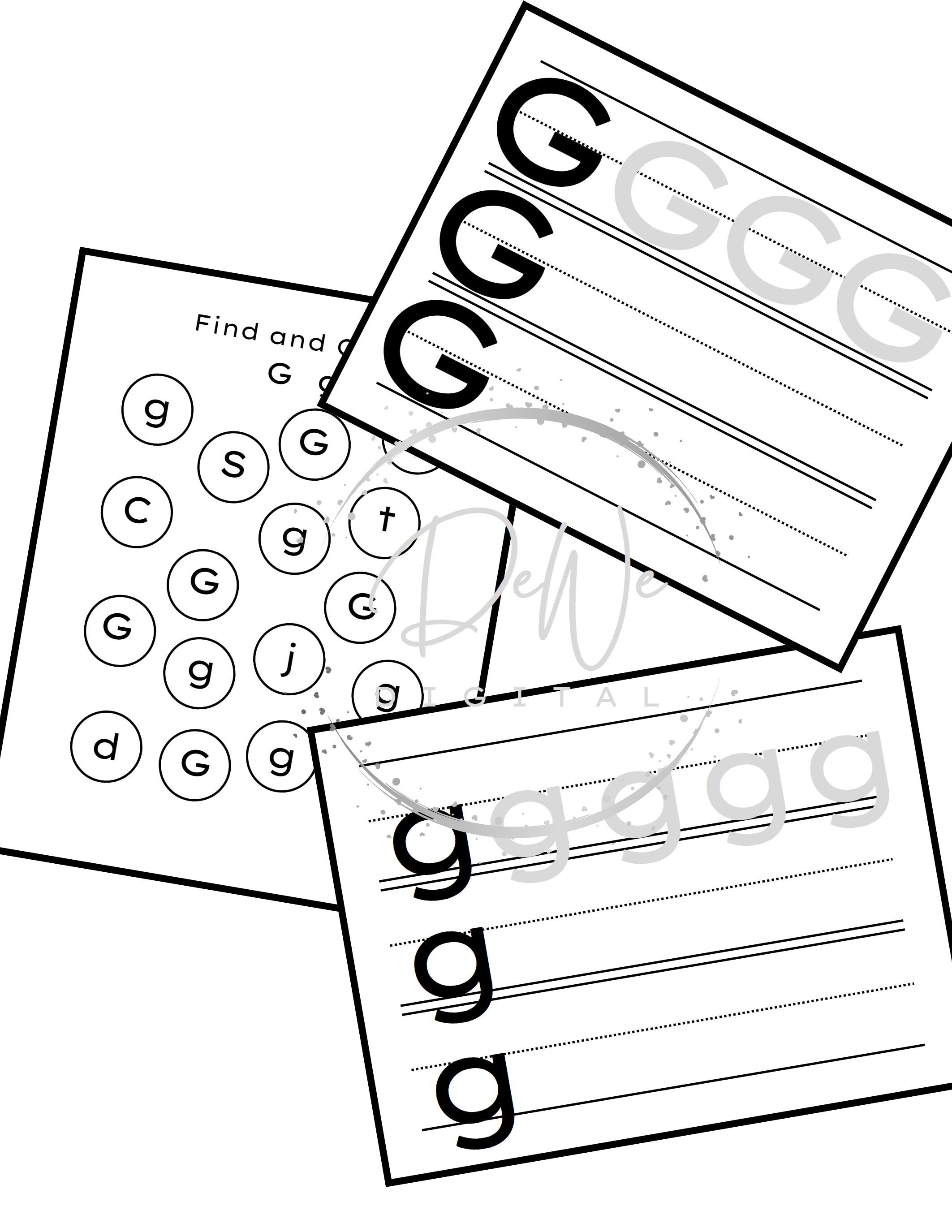 Hojas De Trabajo Para Trazar Con La Letra G