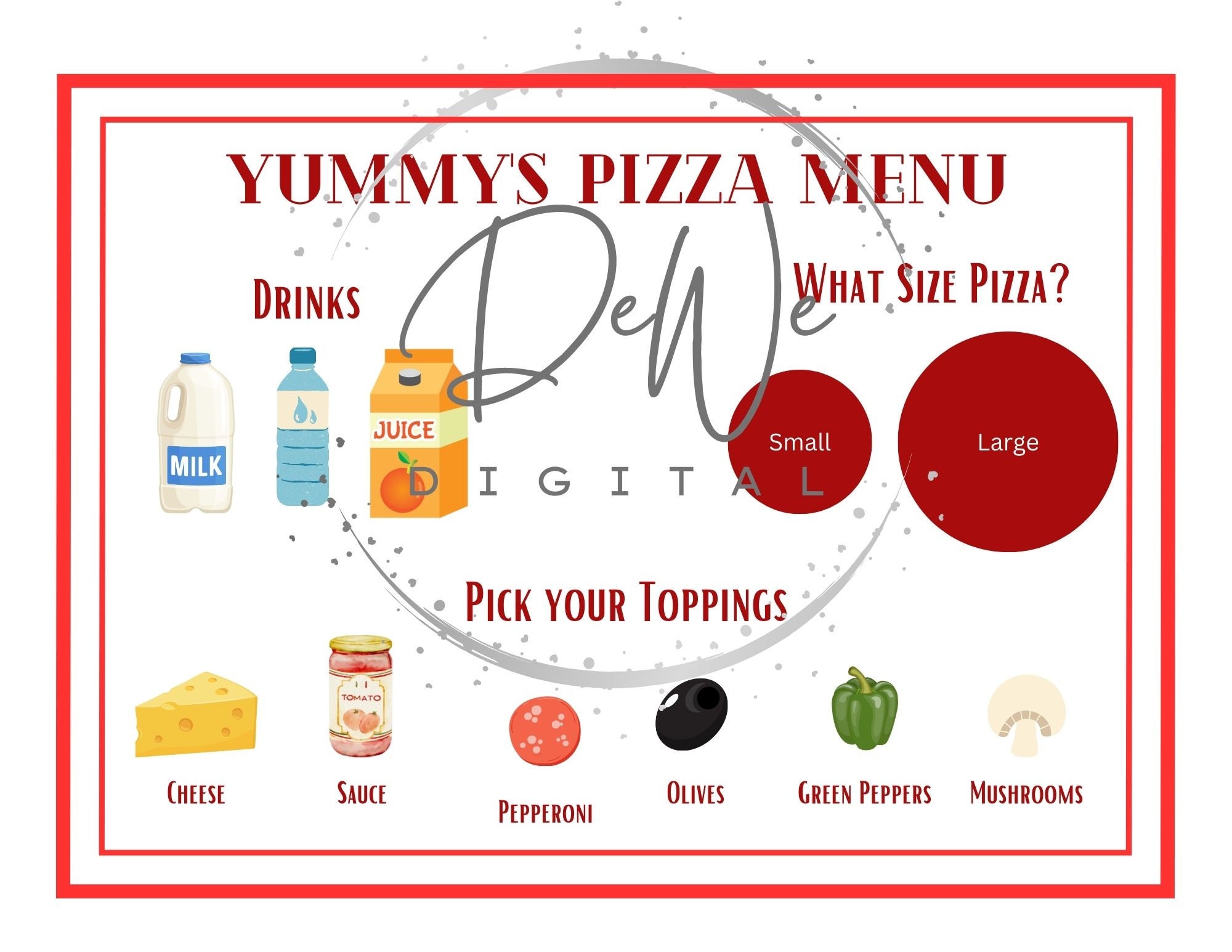 Pizza Restaurant Dramatic Play Digital Download, Preschool Pretend Play ...