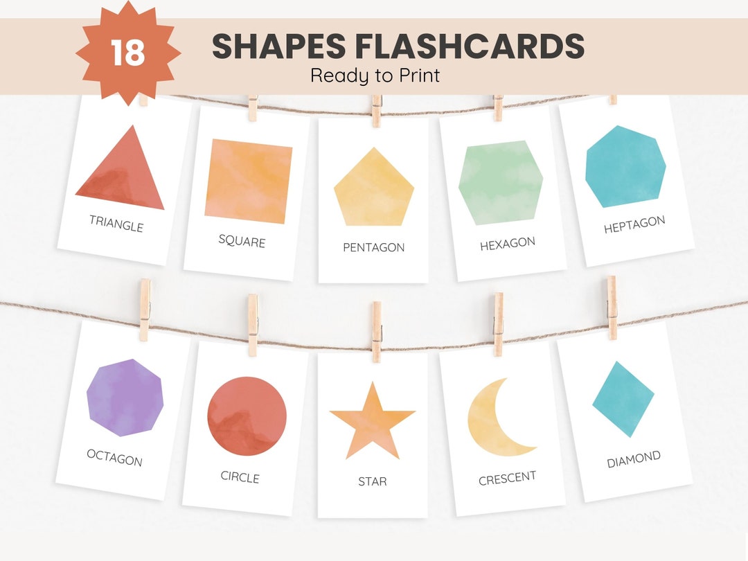 Montessori Shapes, 18 Shapes Printable Flashcards, Preschool Shapes ...