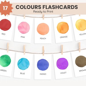 Montessori Colours, 17 Colours Printable Flashcards, Preschool Colours ...