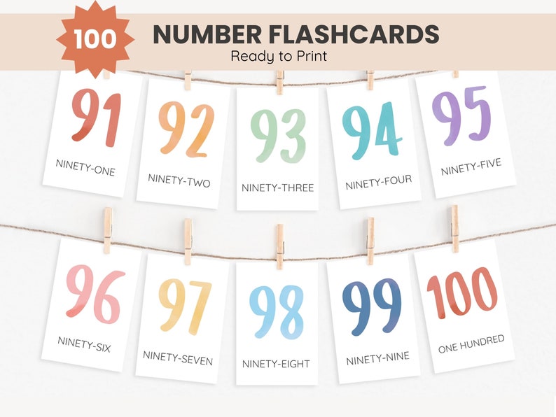 Montessori Numbers, 1-100 Printable Flashcards, Preschool Numbers ...