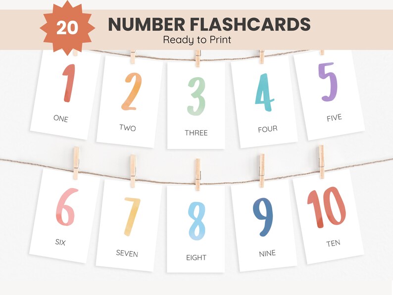 Montessori Numbers, 1-20 Printable Flashcards, Preschool Numbers ...