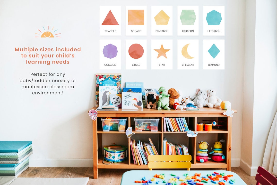 Montessori Shapes, 18 Shapes Printable Flashcards, Preschool Shapes ...