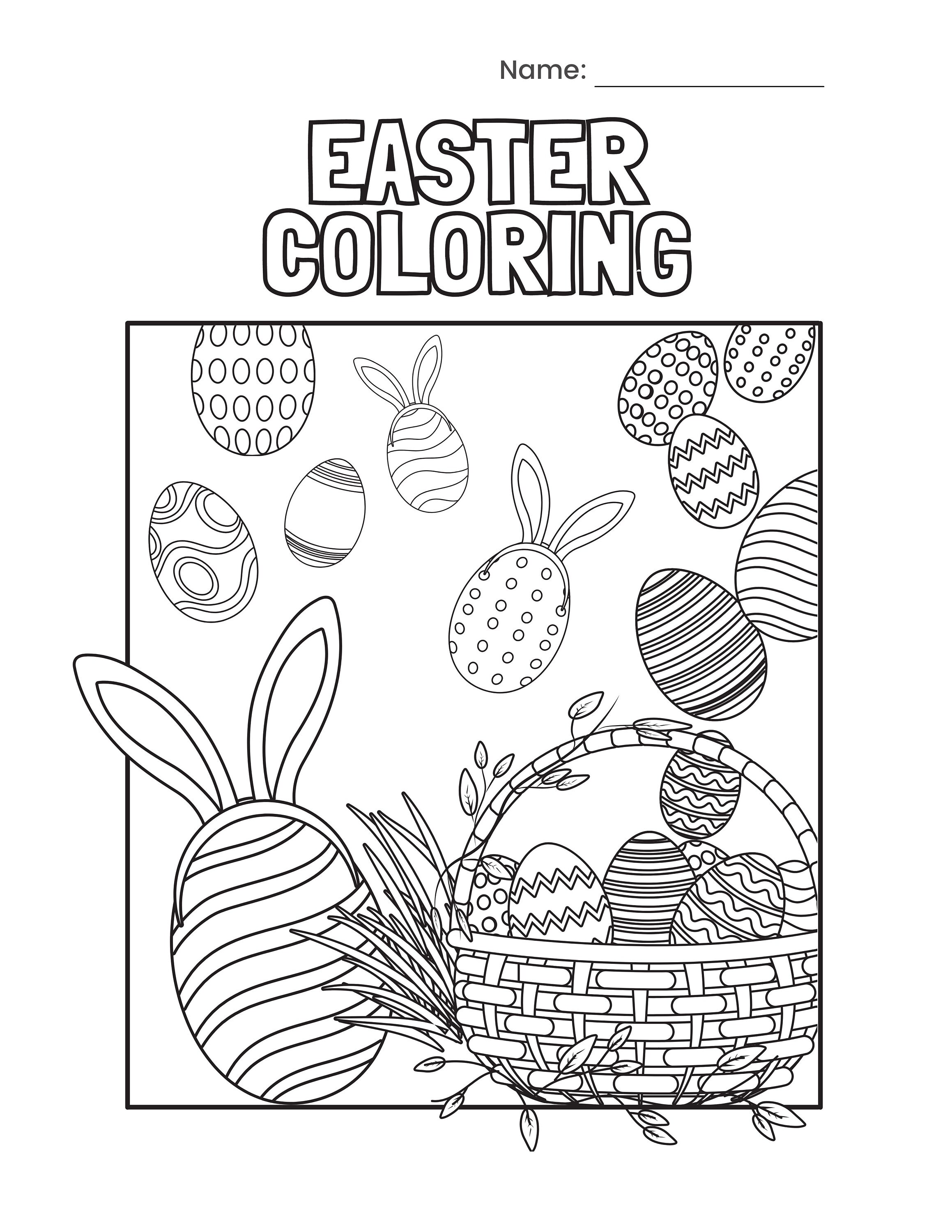 Printable Easter Bunny Coloring Pages for Kids, Easter Activity for ...