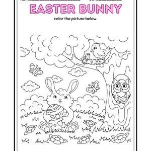 Printable Easter Bunny Coloring Pages for Kids, Easter Activity for ...