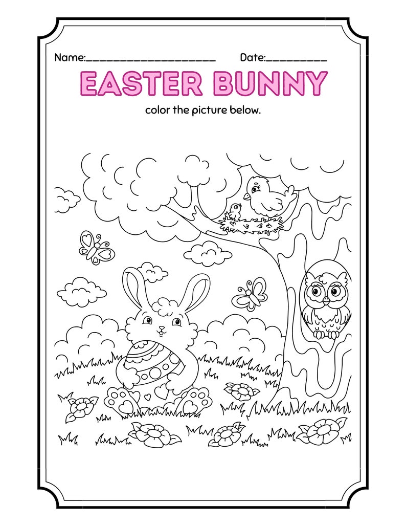 Printable Easter Bunny Coloring Pages for Kids, Easter Activity for ...