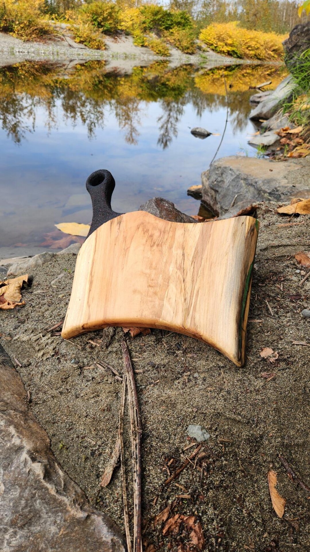 Live Edge Western Hemlock Serving/charcuterie/cutting Board W/green ...