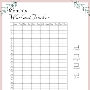 Printable Workout Tracker | Monthly and Daily Progress Tracker ...
