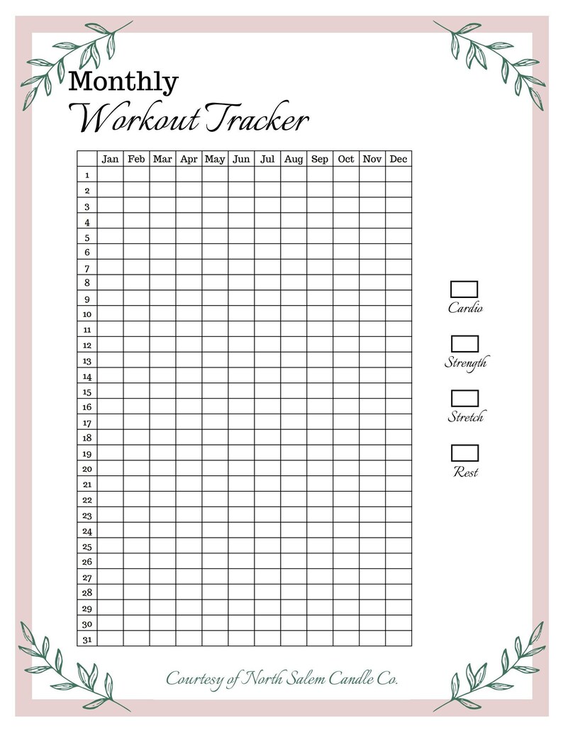 Printable Workout Tracker | Monthly and Daily Progress Tracker ...