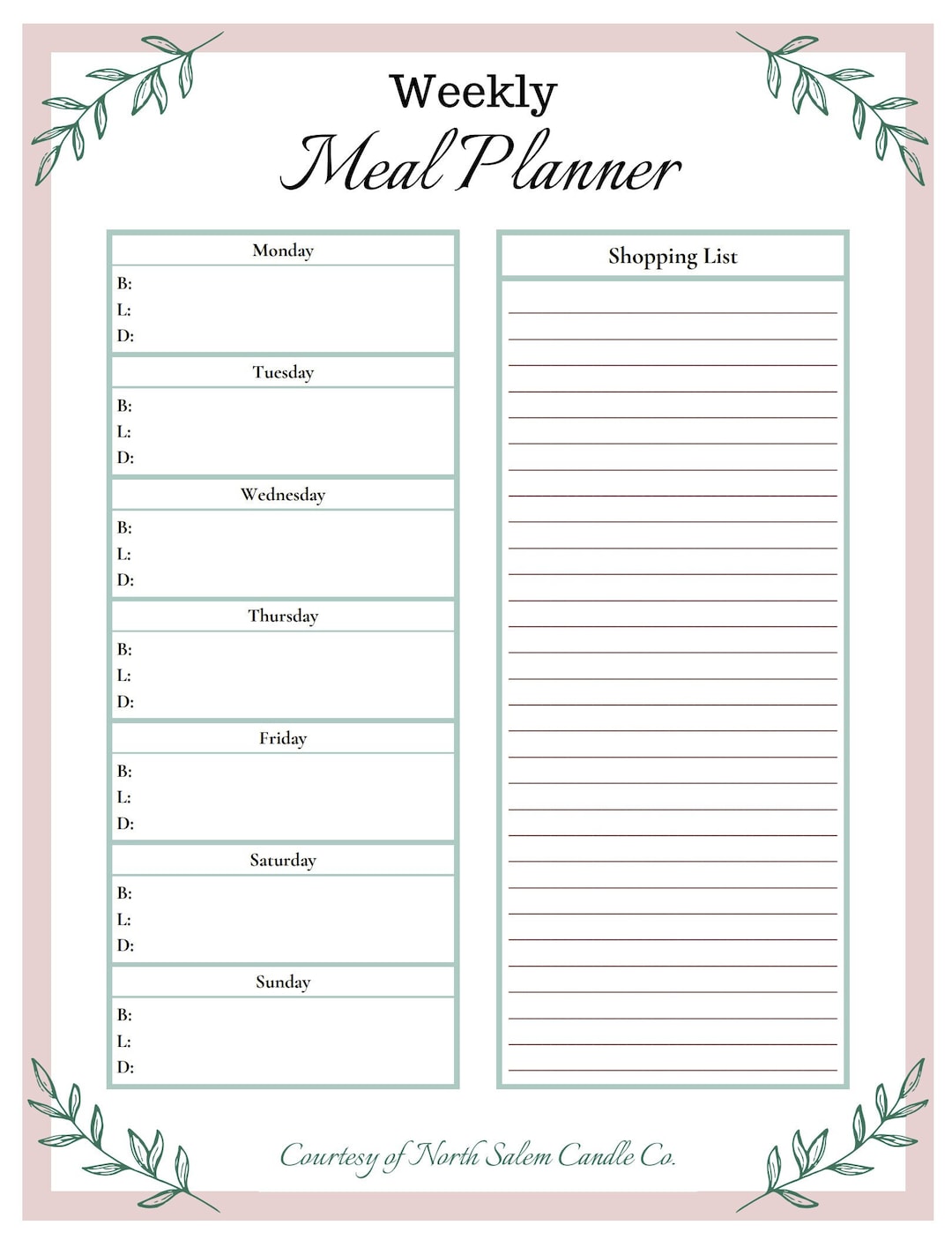 Printable Weekly Meal Prep Planner and Grocery List Digital Download - Etsy