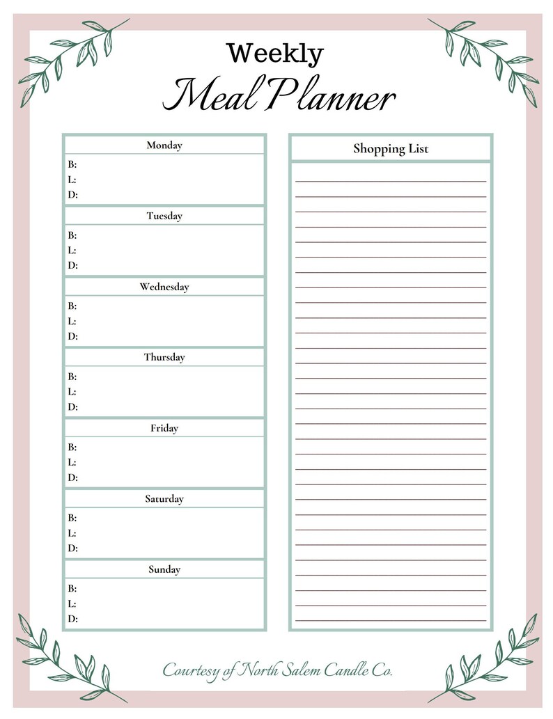 Printable Weekly Meal Prep Planner and Grocery List Digital Download - Etsy