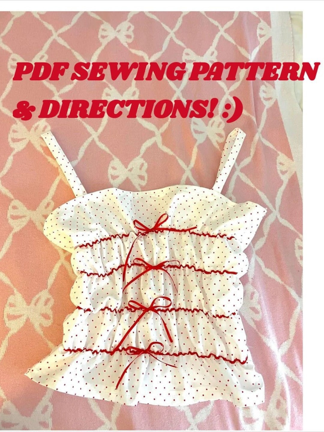 Ruched Tank Top With Bows! PDF Sewing Pattern (size Small, Medium ...