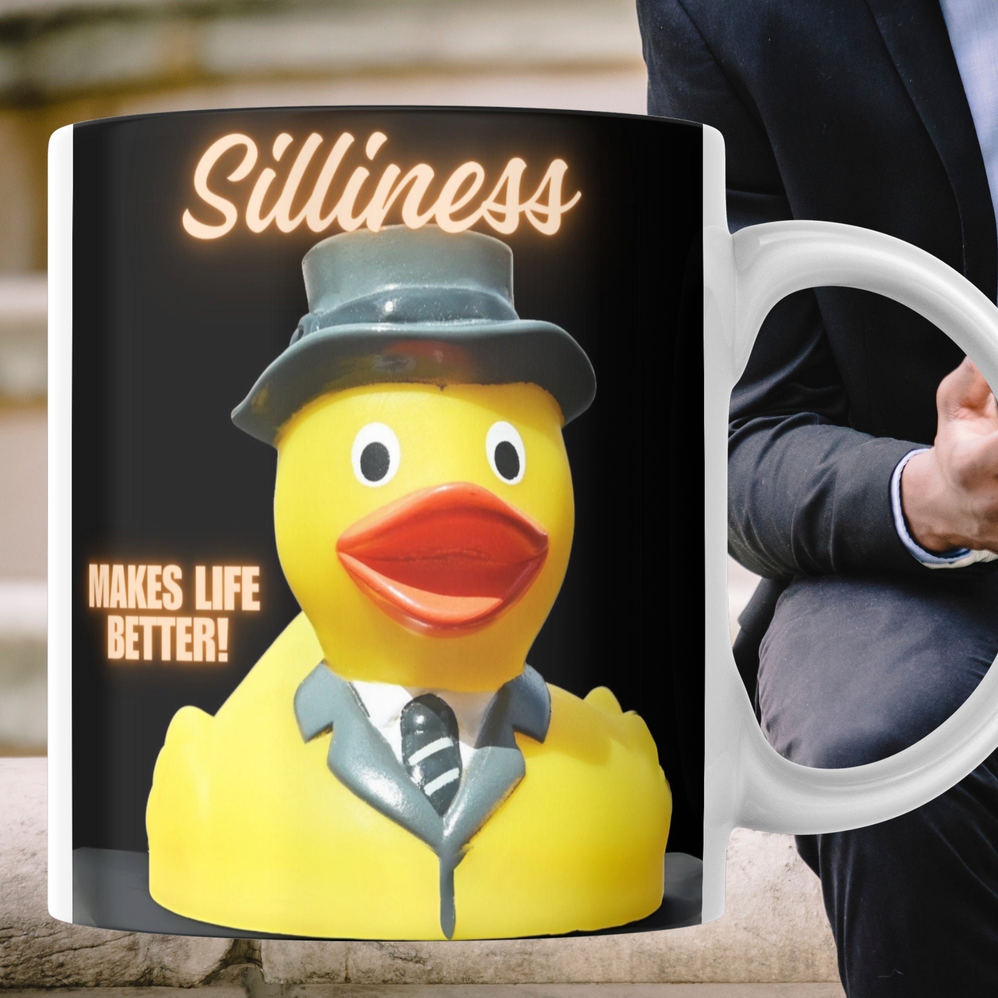 Silliness Makes Life Better Quote Rubber Duckie in Tie and Top Hat ...