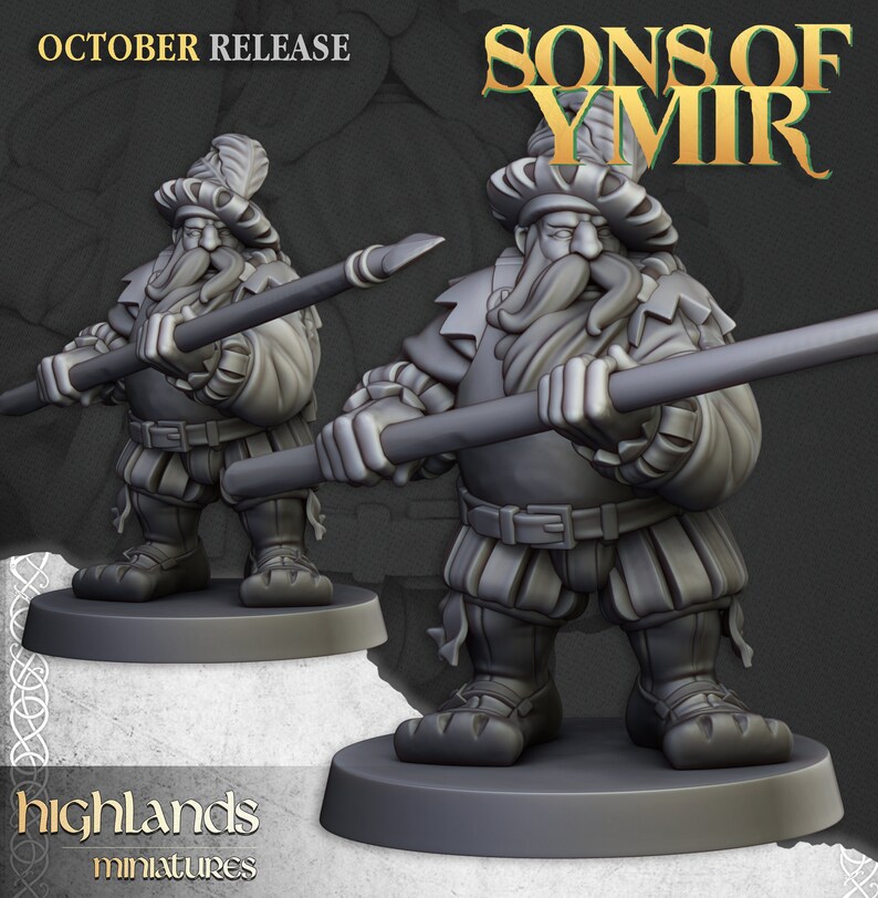 Dwarf Pikeman Units - Sons of Ymir by Highlands - 3D Print - Fantasy ...