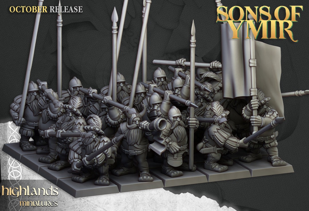 Dwarf Pike Units -sons of Ymir by Highlands- 3D Print - Fantasy - OPR ...