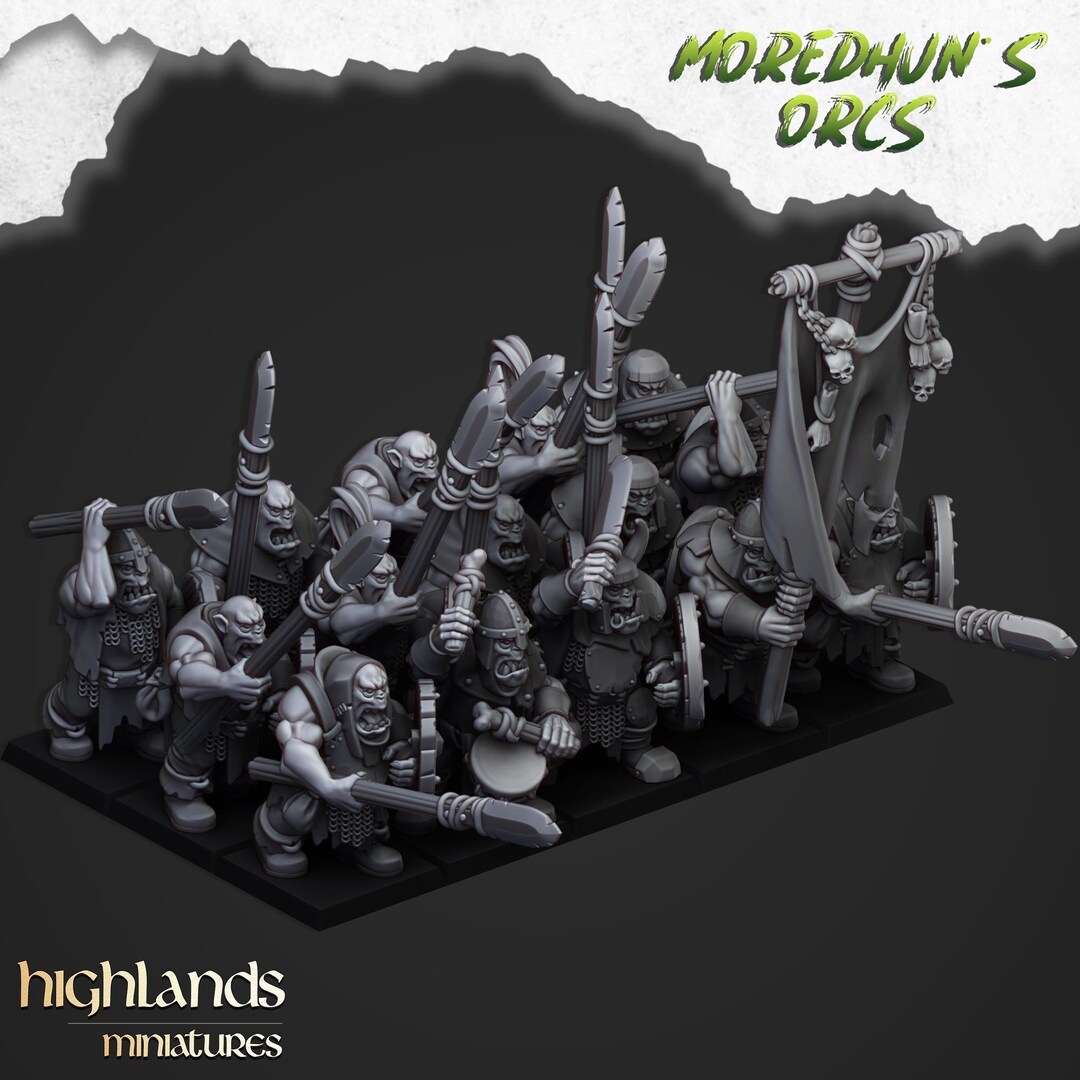 Orcs With Spears - Moreduhn's Orcs by Highlands - 3D Print - Fantasy ...