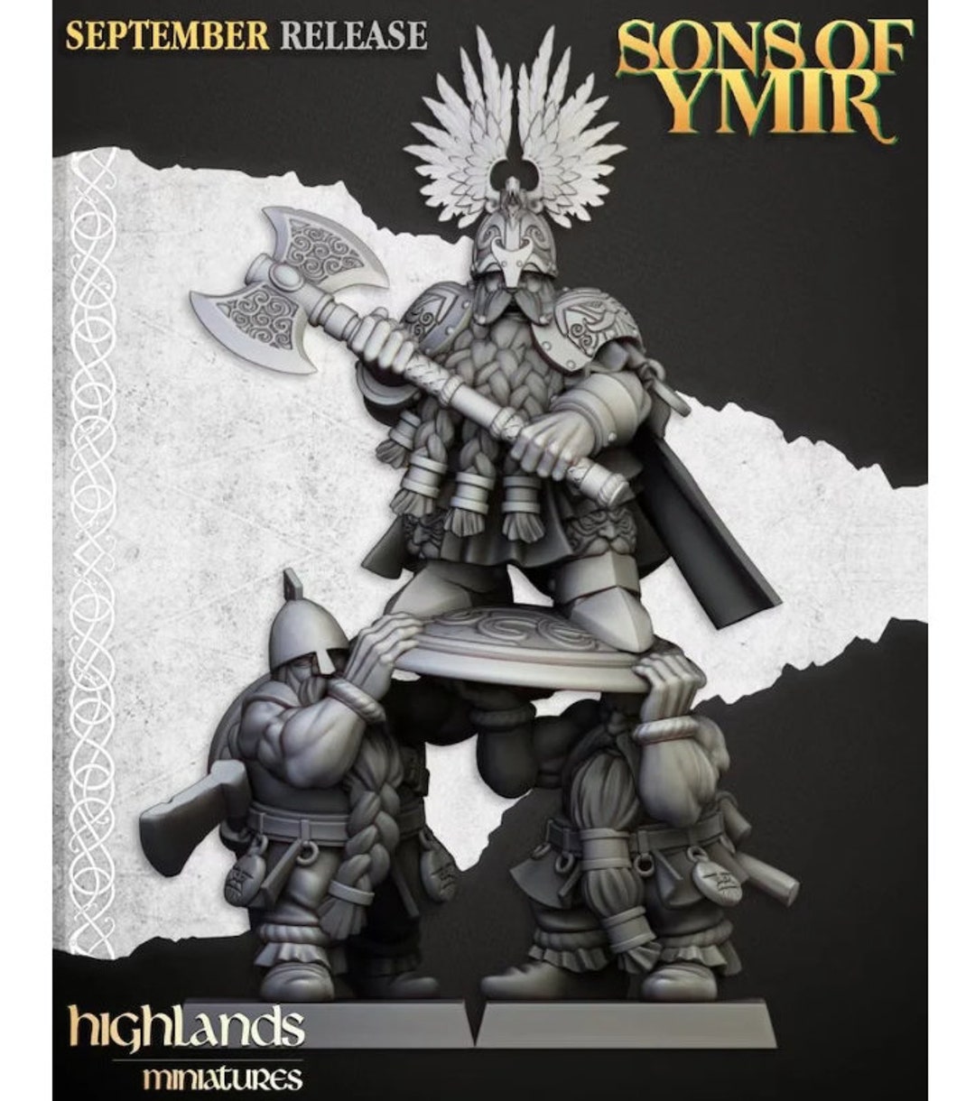 Dwarf With Sheild Bearers - Sons of Ymir by Highlands Miniatures - 3D ...