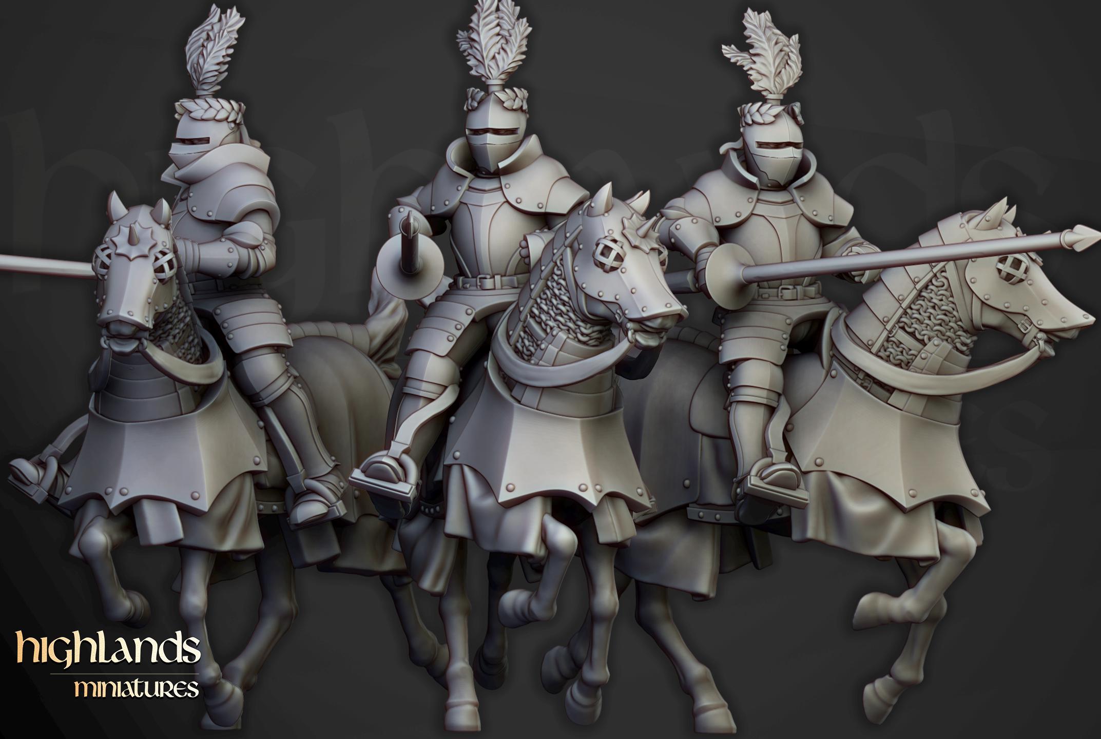 Sunland Mounted Knights by Highlands Miniatures - 3D Print - Fantasy ...