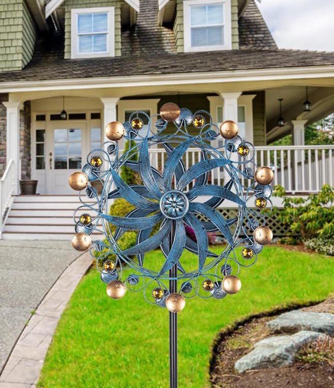 Retro Metal Wind Spinner – 63'' Kinetic Pinwheel for Yard & Garden ...