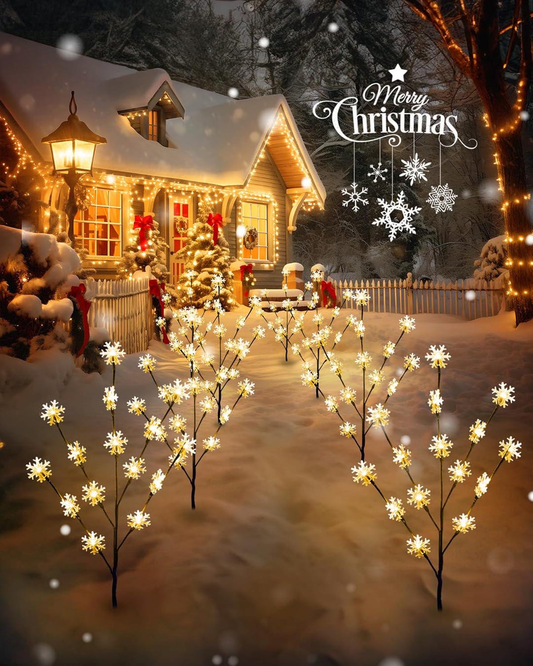 Set of 4 Outdoor Snowflake Lights - Etsy