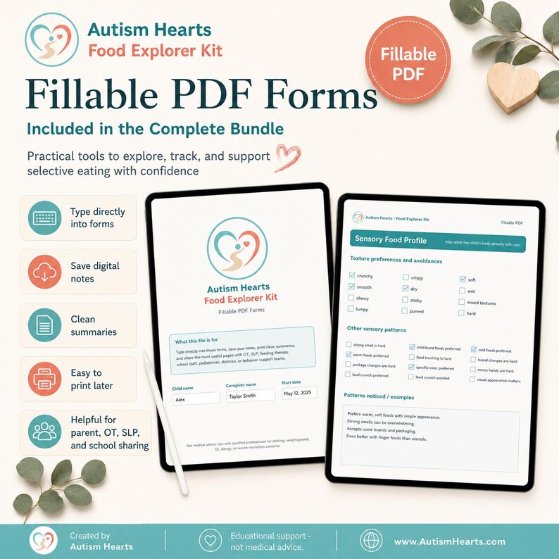 Autism Food Explorer Complete Bundle, Printable Fillable PDF DOCX ...