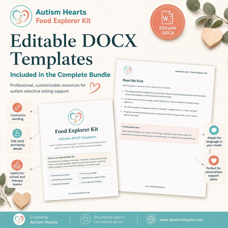 Autism Food Explorer Complete Bundle, Printable Fillable PDF DOCX ...