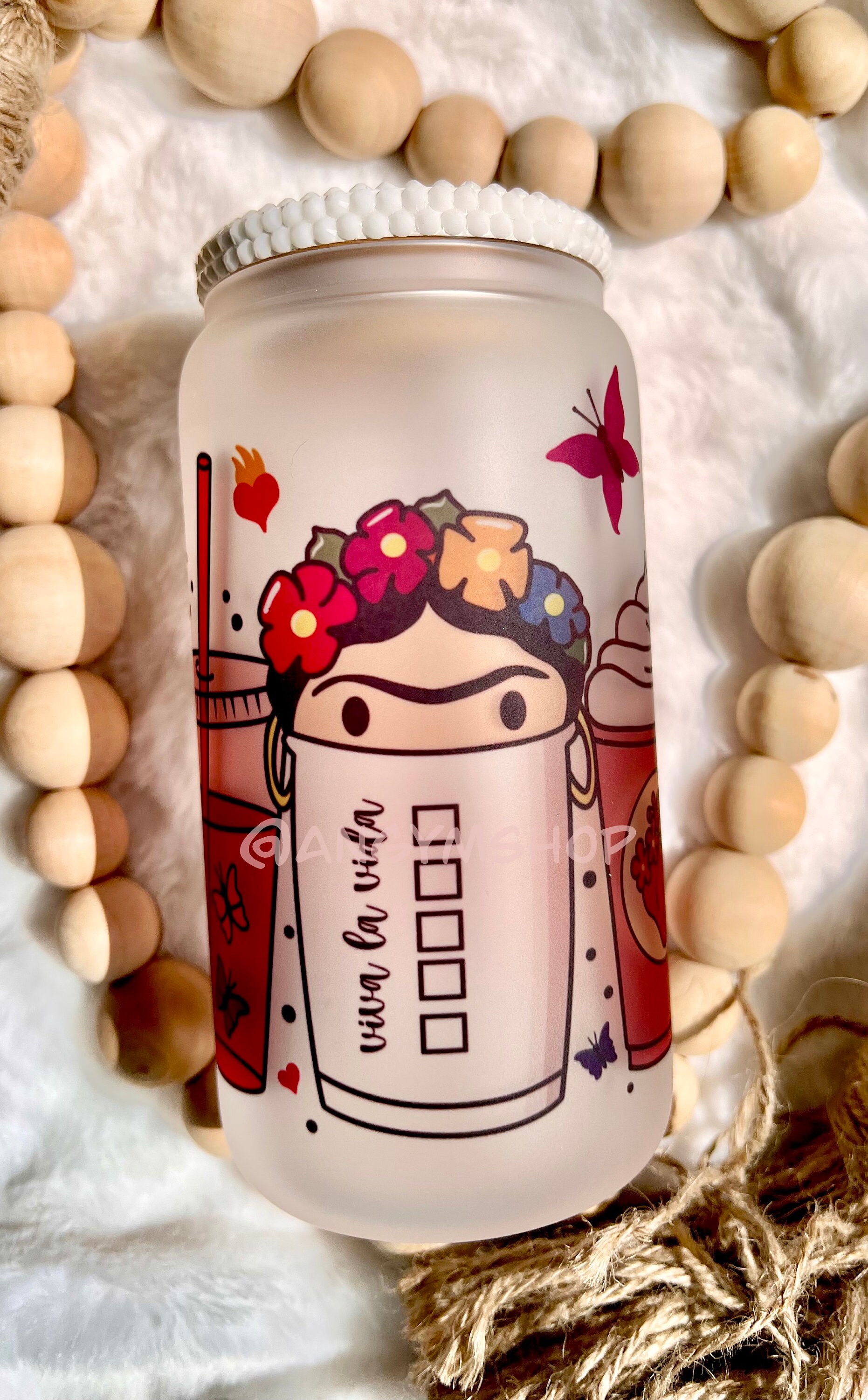 Frida Kahlo Glass Cup , Frida Latte, Cute Cups, Ice Coffee Cup, Beer ...