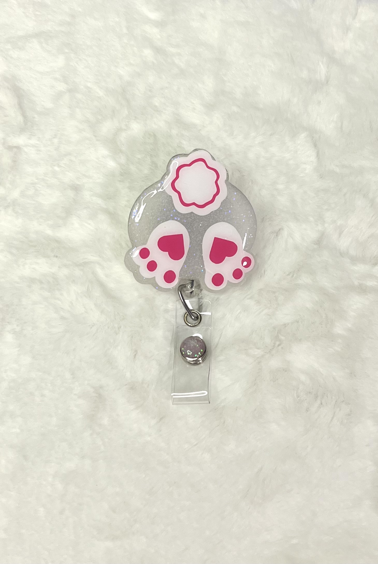 Glow in the Dark Easter Bunny Butt Badge Reel nurse, Teacher, Vet Tech ...